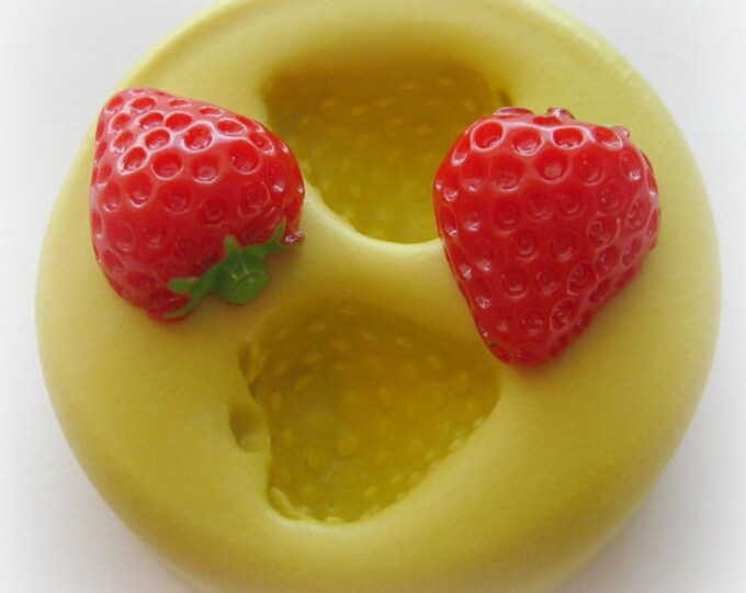 Strawberry Silicone Mold Polymer Clay Fondant Doll Food Resin Wax Tiny ...