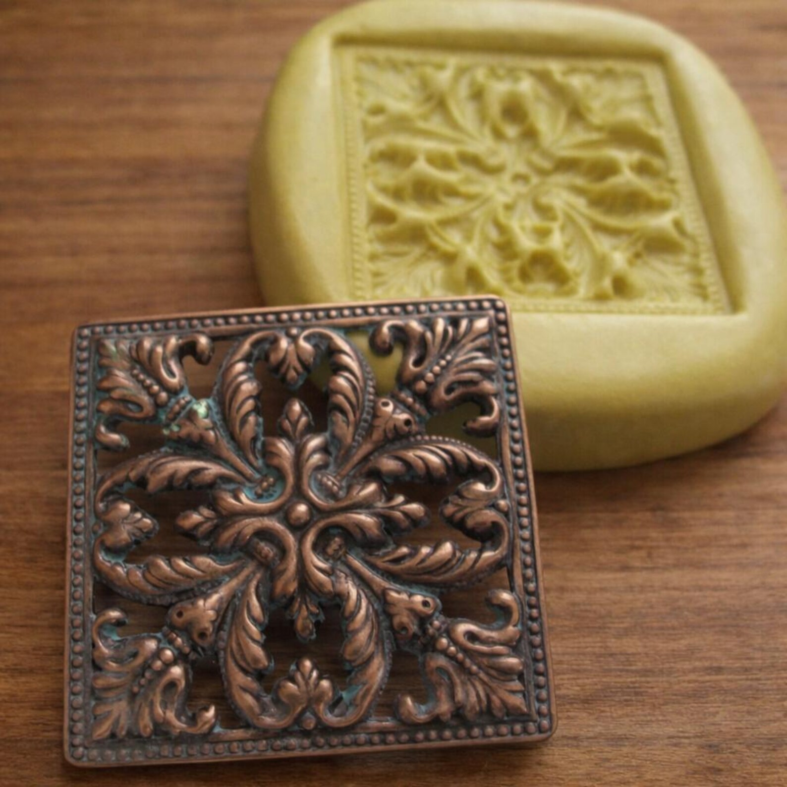 Square Fondant Mold Square Filigree Polymer Clay Collage Altered Art ...