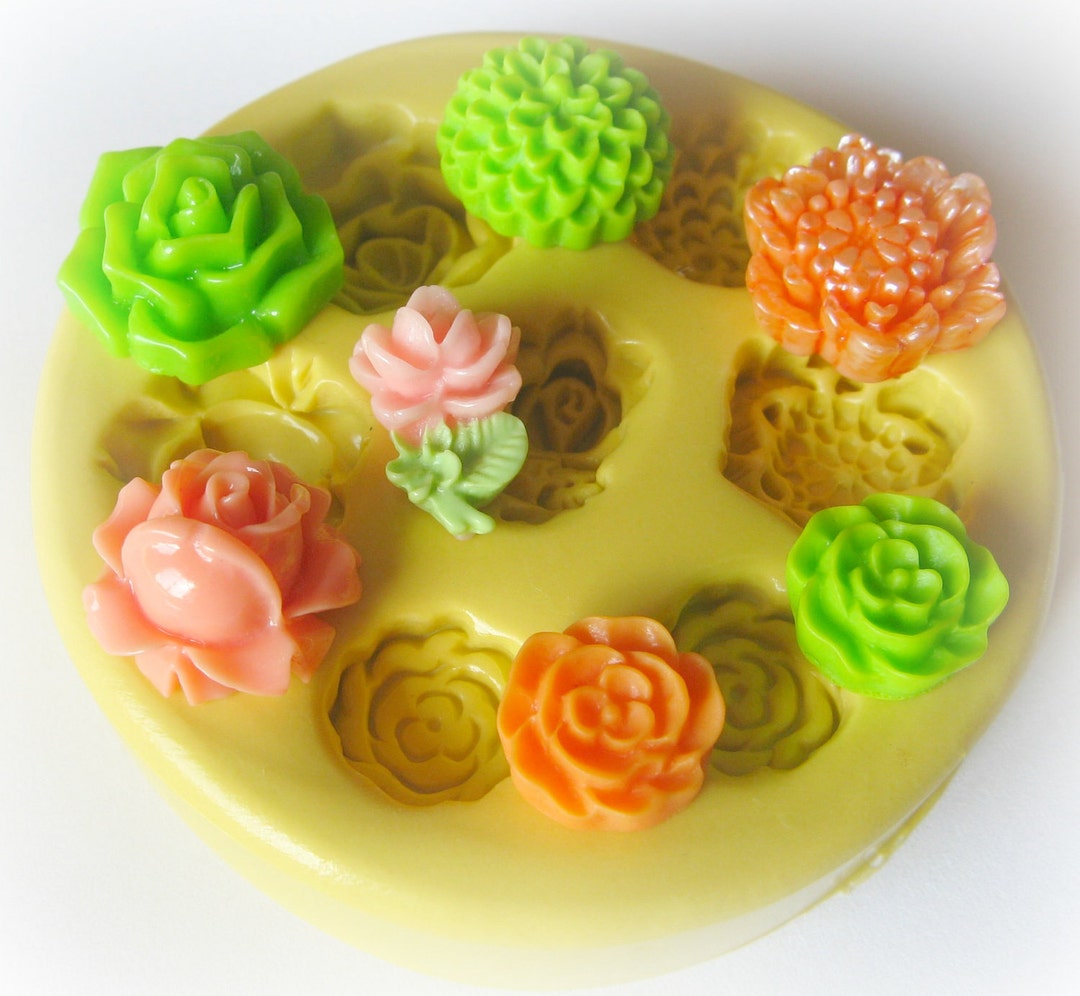Small Flower Molds Flexible Mold Cabochon Mold Resin Clay Silicone ...