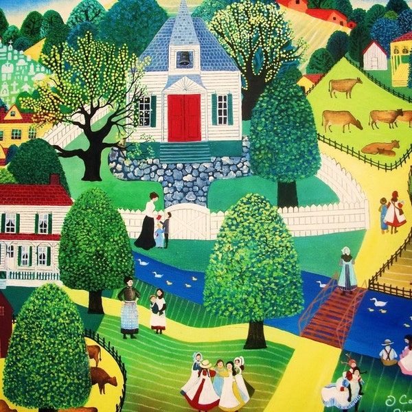 Folk Art Landscape - Etsy