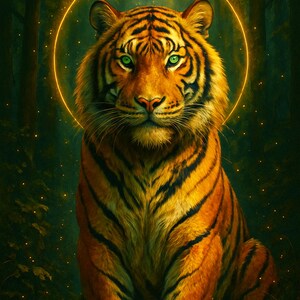 Mystic Tiger Spirit Animal Print – Glowing Jungle Wall Art – Sacred Big ...
