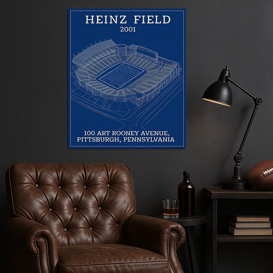 Heinz Field Blueprint Print - Pittsburgh Steelers Stadium Aerial View ...