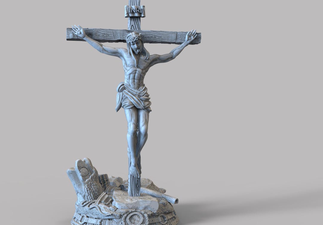 Christ on Cross 3D Print Model: Crucifix Jesus Figurine (digital ...