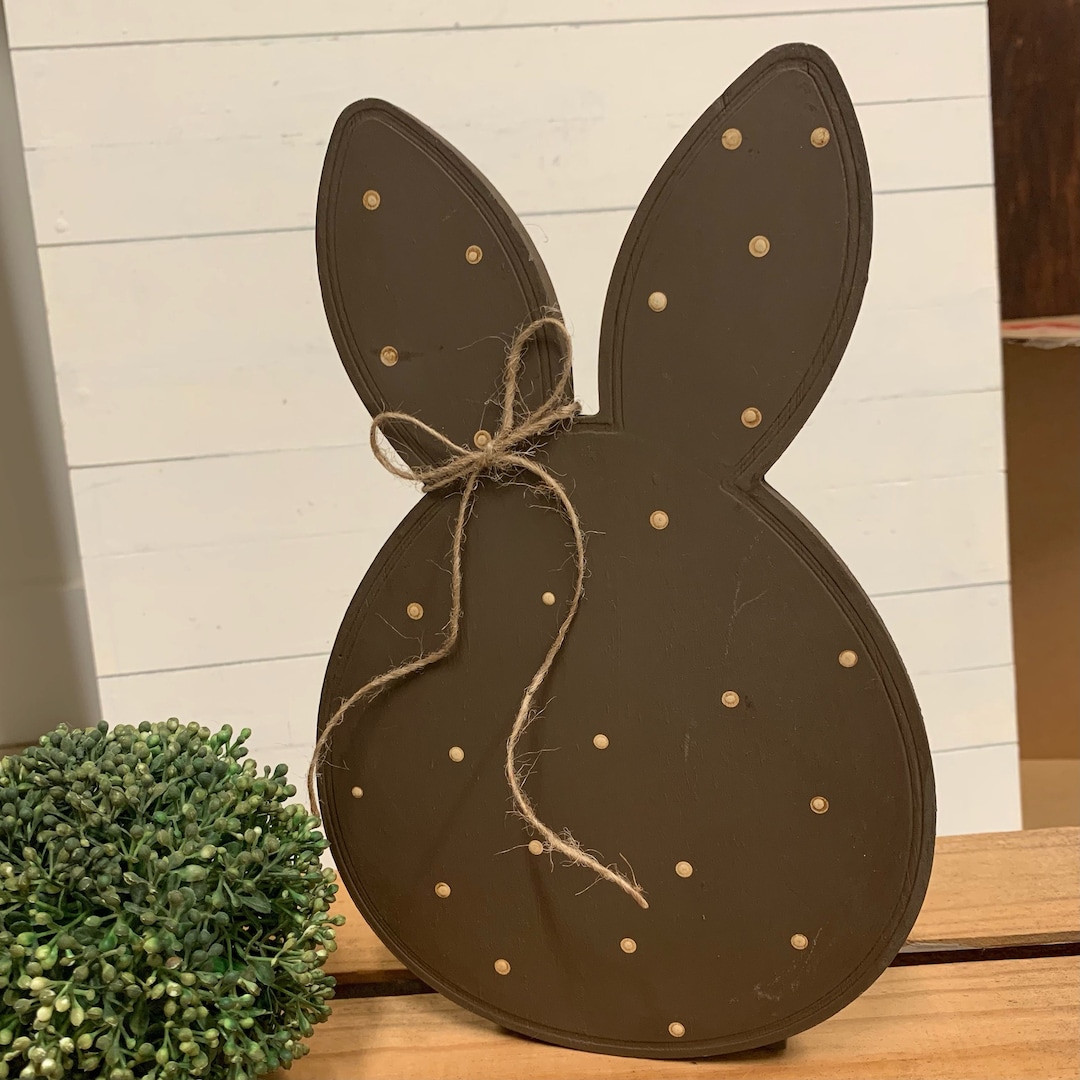 Hand Painted Wooden Bunny Rabbit - Etsy