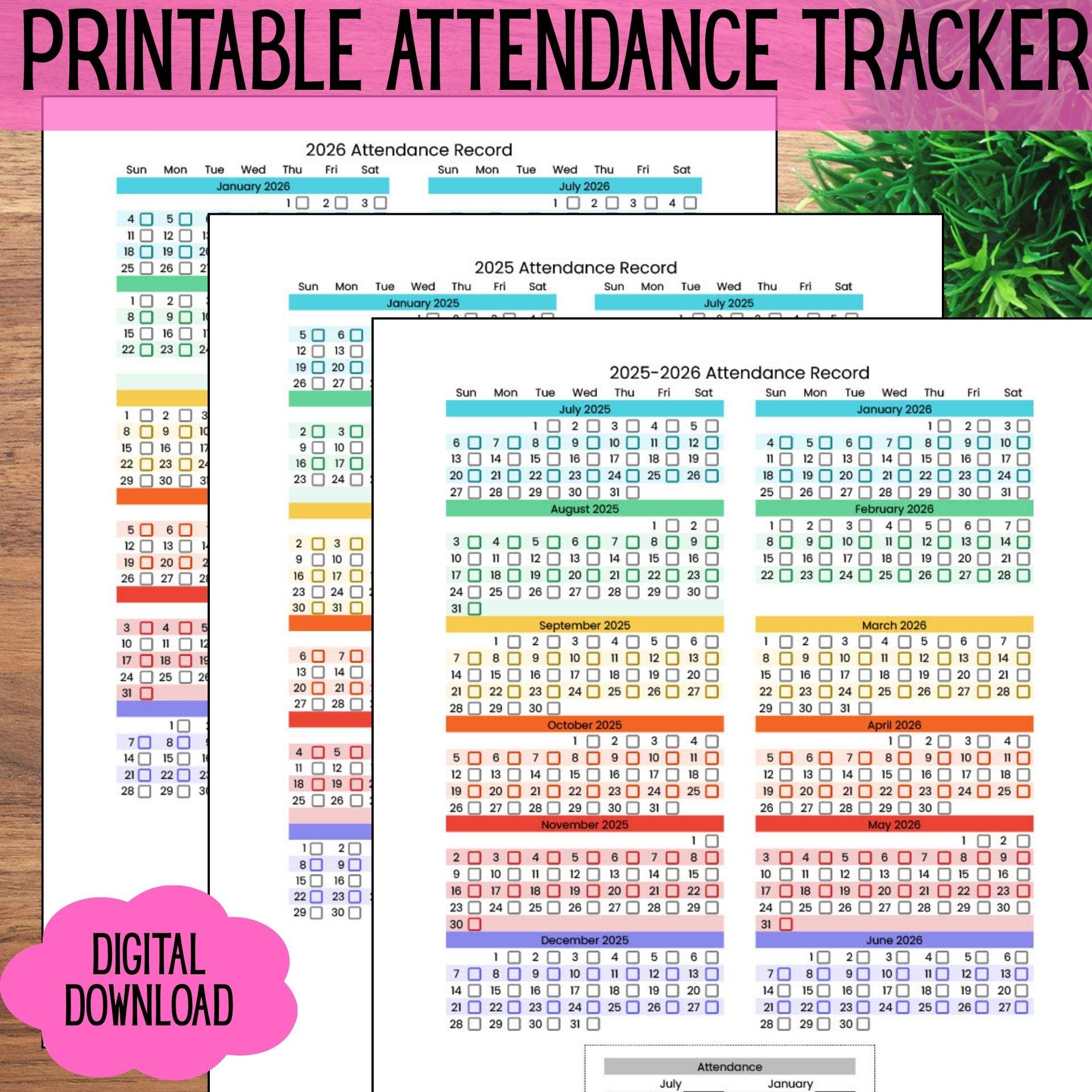 Printable Homeschool Attendance Tracker - Etsy