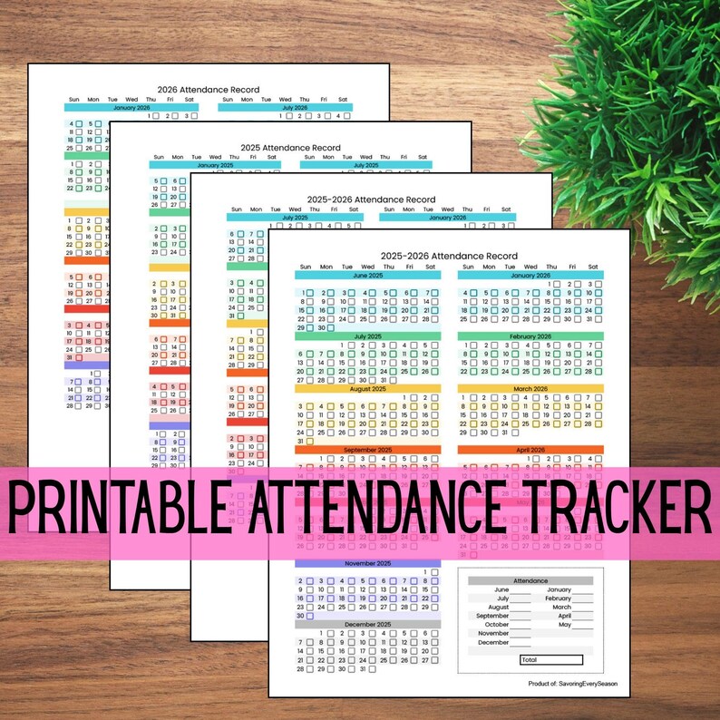 Printable Homeschool Attendance Tracker - Etsy