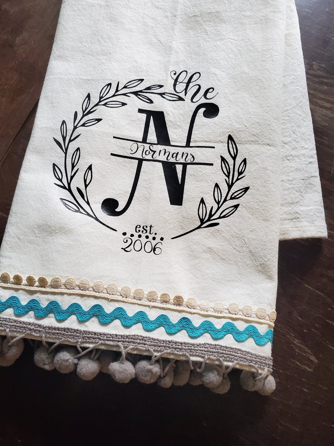 GIFT SET Monogram Tea Towel With Wooden Spoon Towel With | Etsy