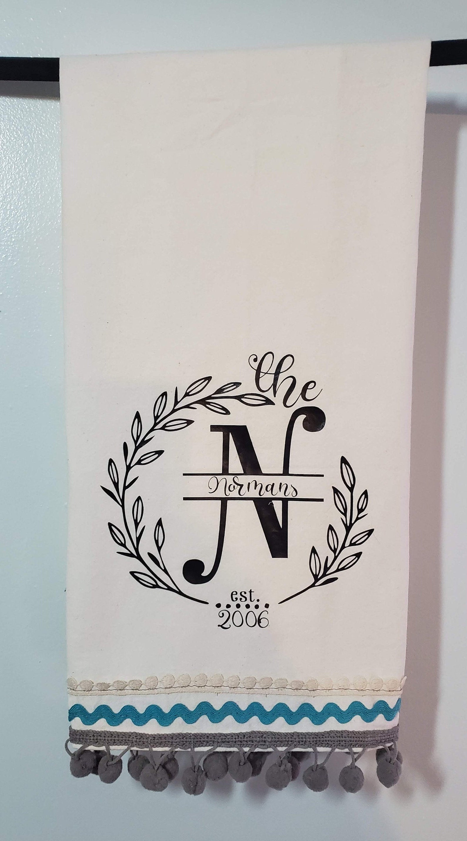 GIFT SET Monogram Tea Towel With Wooden Spoon Towel With | Etsy