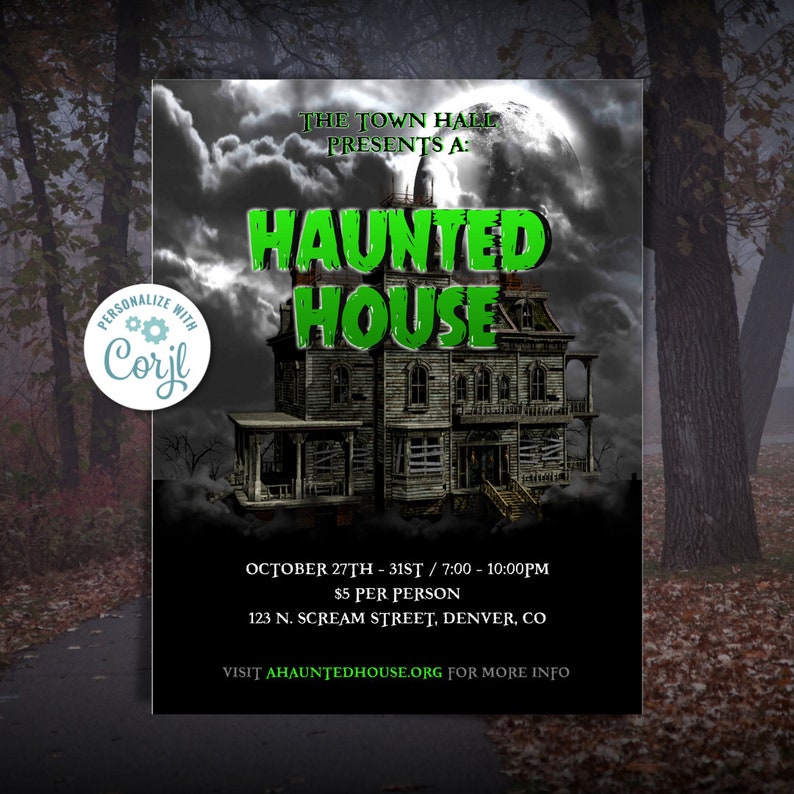 A Haunted House Flyer, Halloween Haunted House Event, School Halloween ...