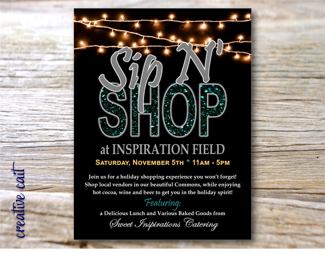 Holiday Pop up Sip and Shop Event Flyer Boutique Craft Vendors - Etsy