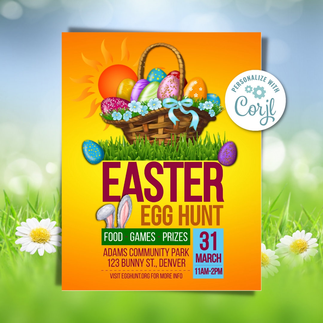 Easter Egg Hunt Flyer, Easter Flyer, April Holiday Flyer, Church School ...