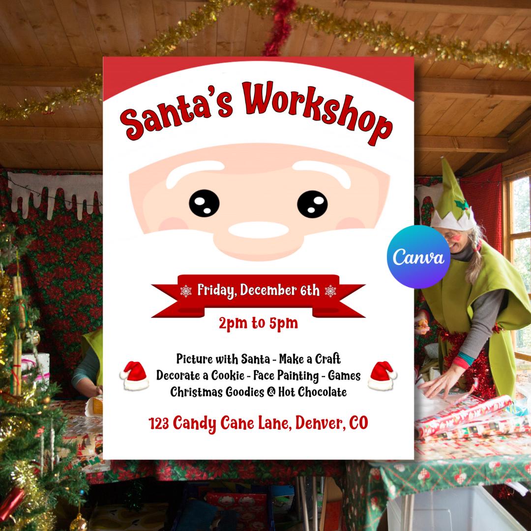 Santa's Workshop Christmas Flyer: Holiday Event (instant Download) - Etsy