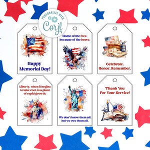 Memorial Day Gift Tags, Veterans Day Gift Tags, Patriotic Gift Tags ...