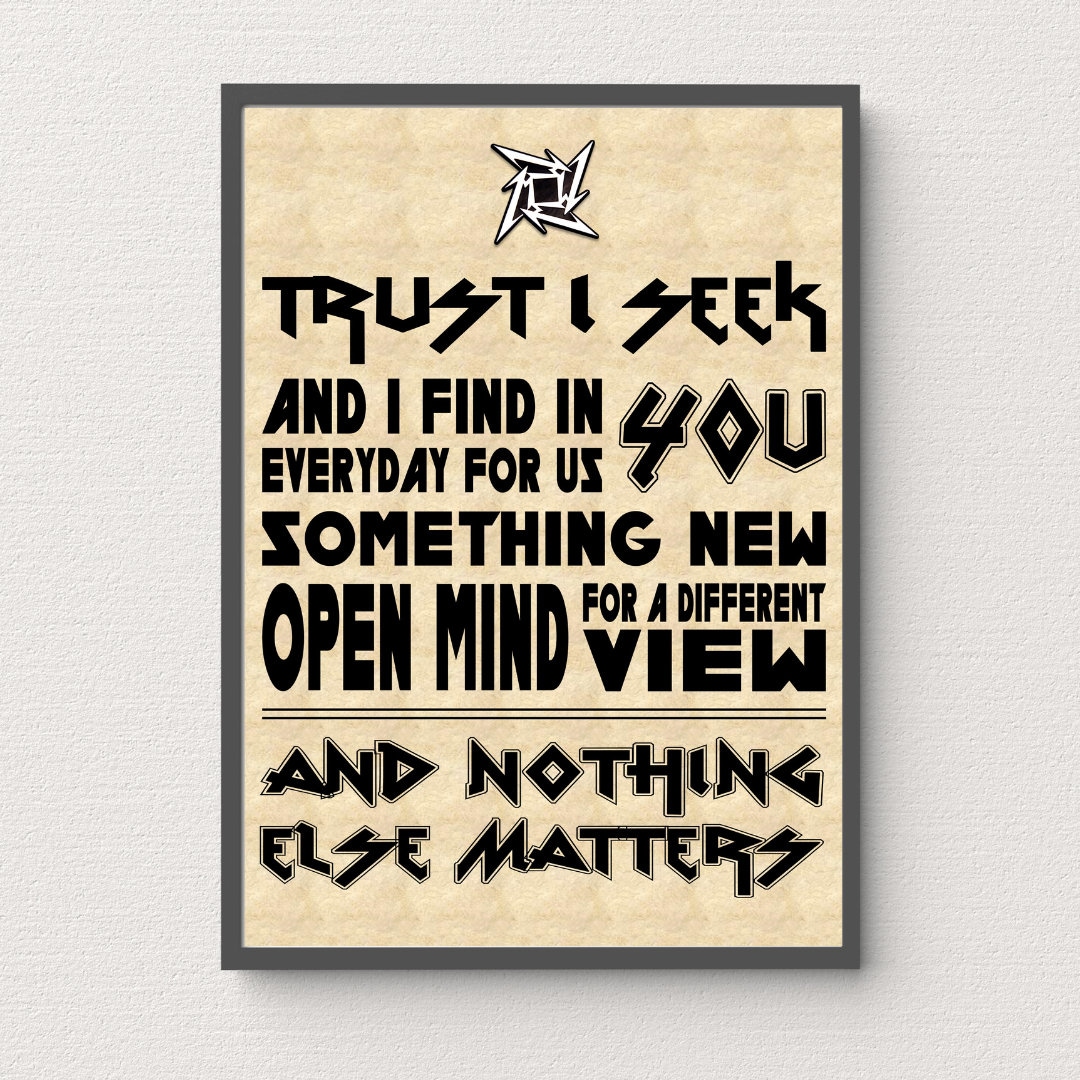Metallica Song Print, Nothing Else Matters Print, Nothing Else Matters ...