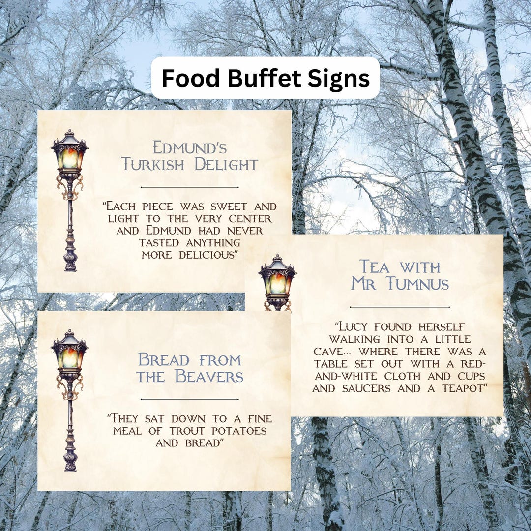 Narnia Buffet Signs | Chronicles of Narnia Food Cards & Party Decor ...
