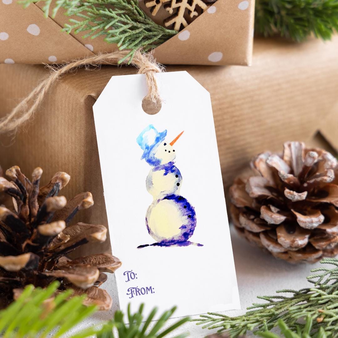 Snowman Gift Tags, Watercolor Snowman Tags, Christmas Gift Tags ...