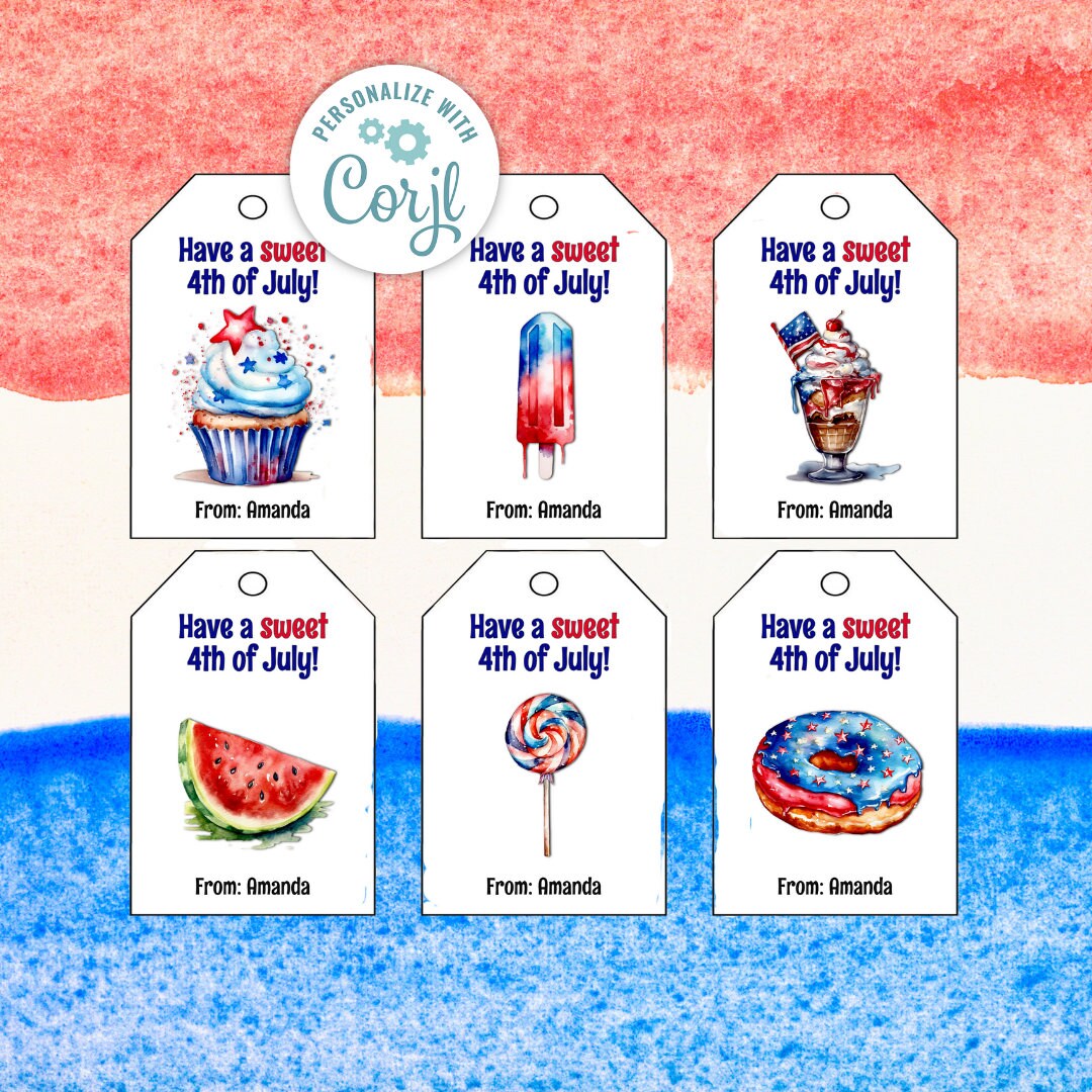 Editable 4th of July Gift Tags, Gift Tags, Fourth of July Gift Tags ...