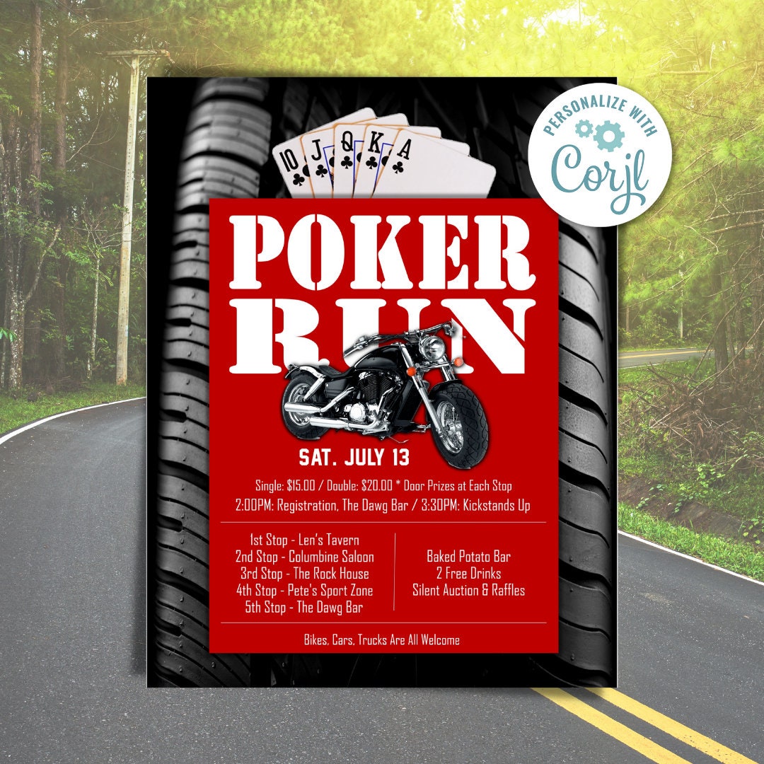 Poker Run Flyer – Printable Invitation for Motorcycle Rides, Charity ...
