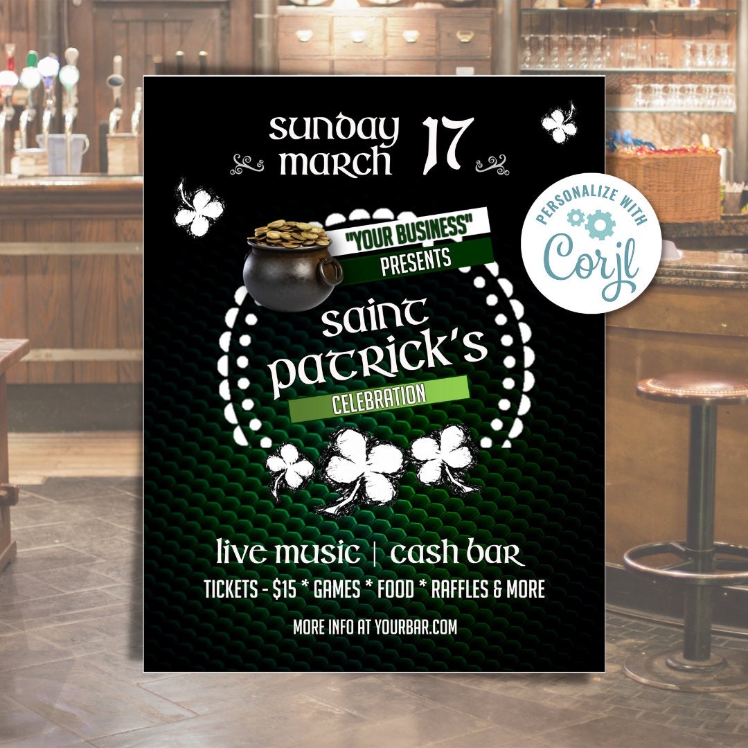 St. Patrick's Day Flyer, Bar Flyer, St. Patrick's Day, Irish Party ...
