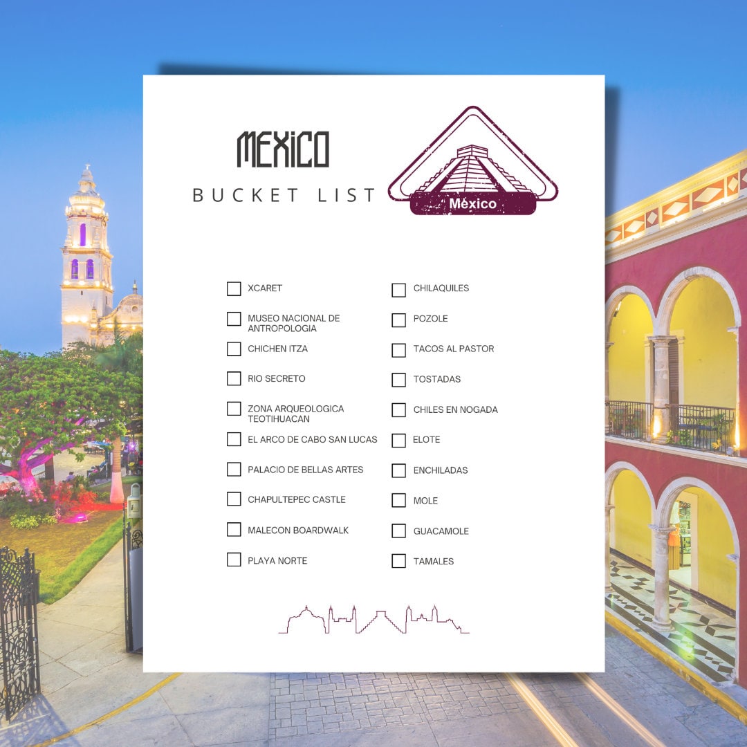 Travel Bucket List, Mexico Travel Bucket List, Printable Travel Bucket ...