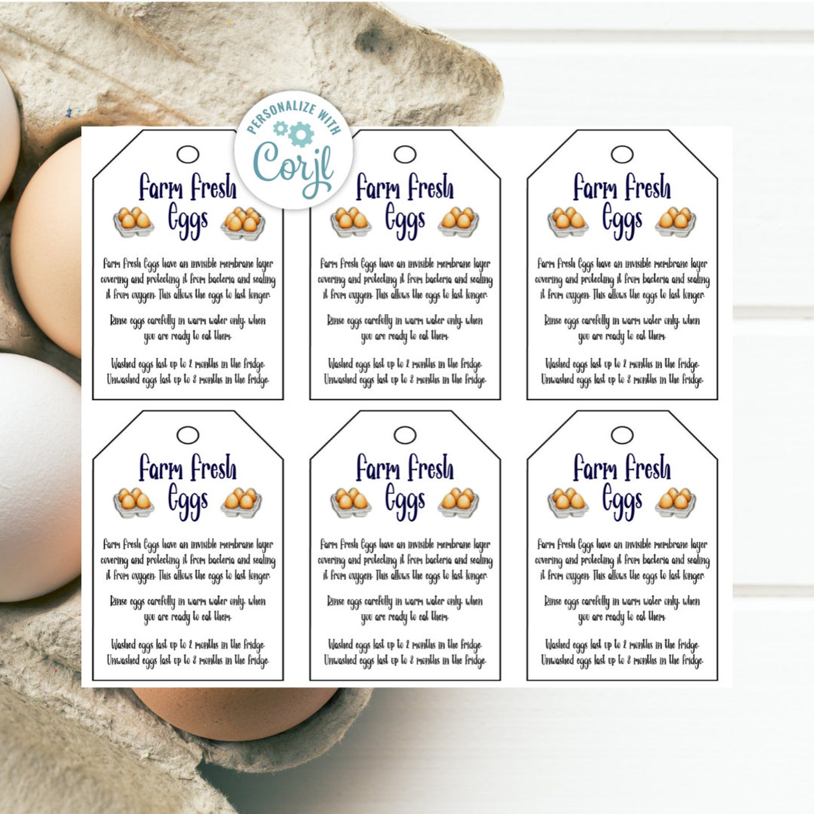 Farm Fresh Eggs Gift Tags – Printable Rustic Country Labels – Perfect ...