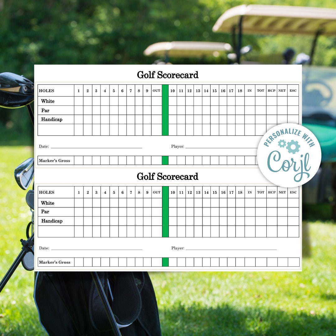 Editable Golf Scorecard Template: Printable Golf Score Sheet (instant Download) - Etsy