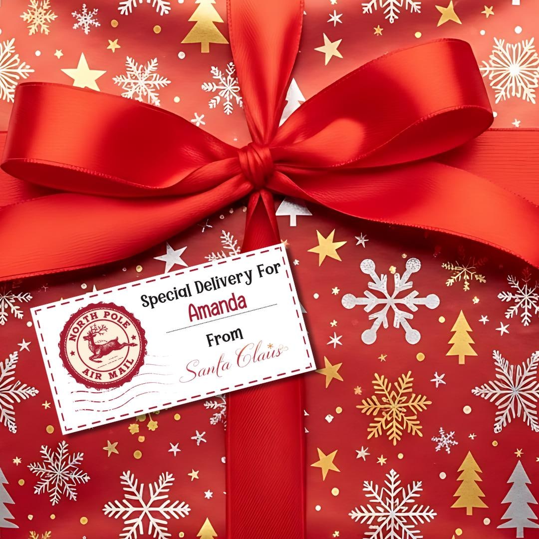 Personalized Special Delivery From Santa Stickers: Christmas Gift ...