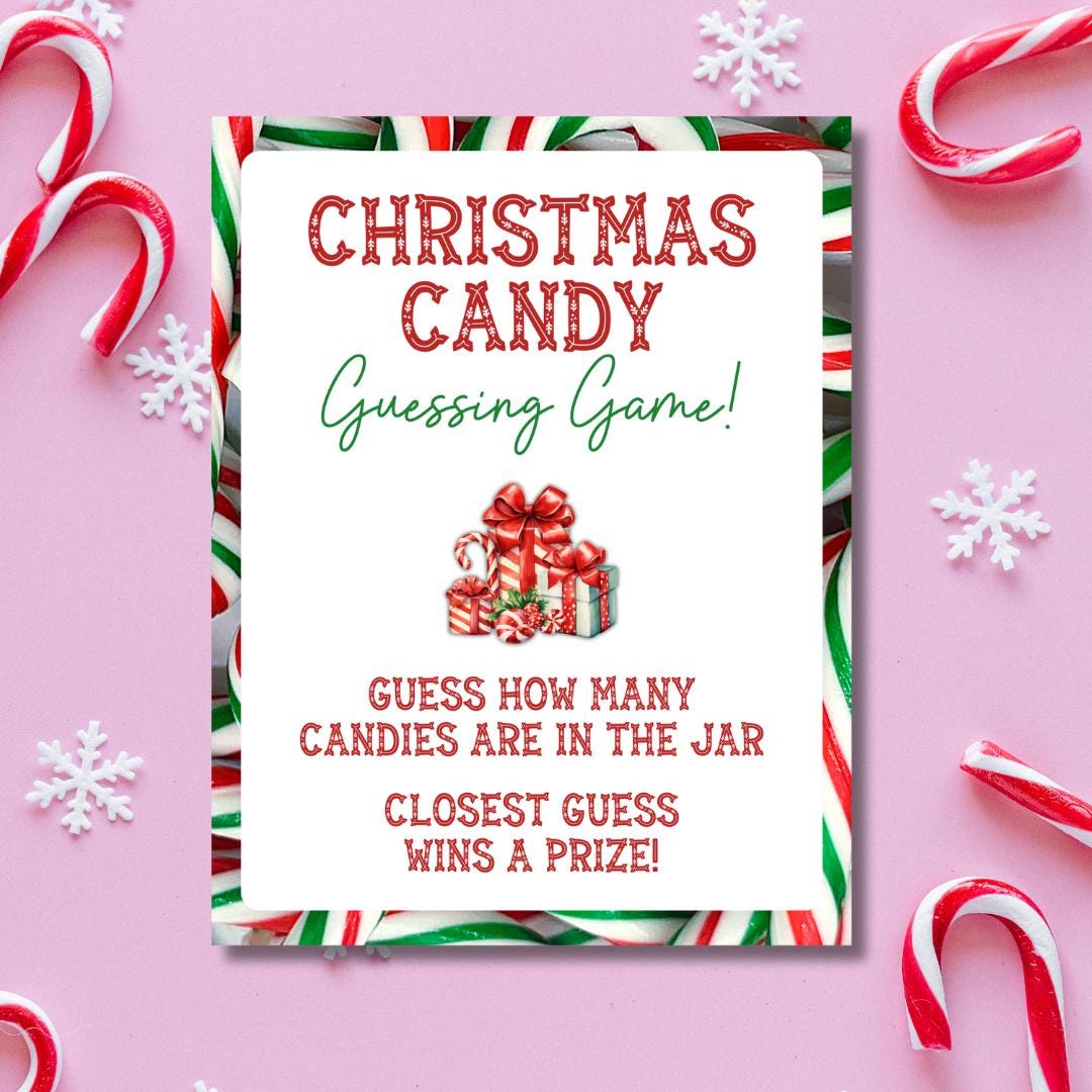 Guess How Many Candies Game, Christmas Guess How Many Game, Printable ...