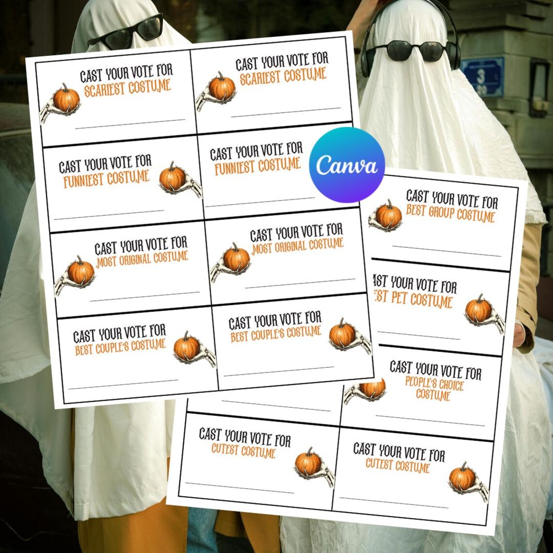 Costume Contest Voting Cards | Printable Halloween Party Game ...