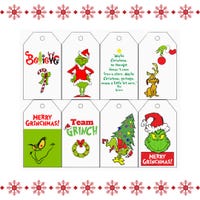 Grinch Christmas Gift Tags Printable With Cindy Lou and Max. Retro ...