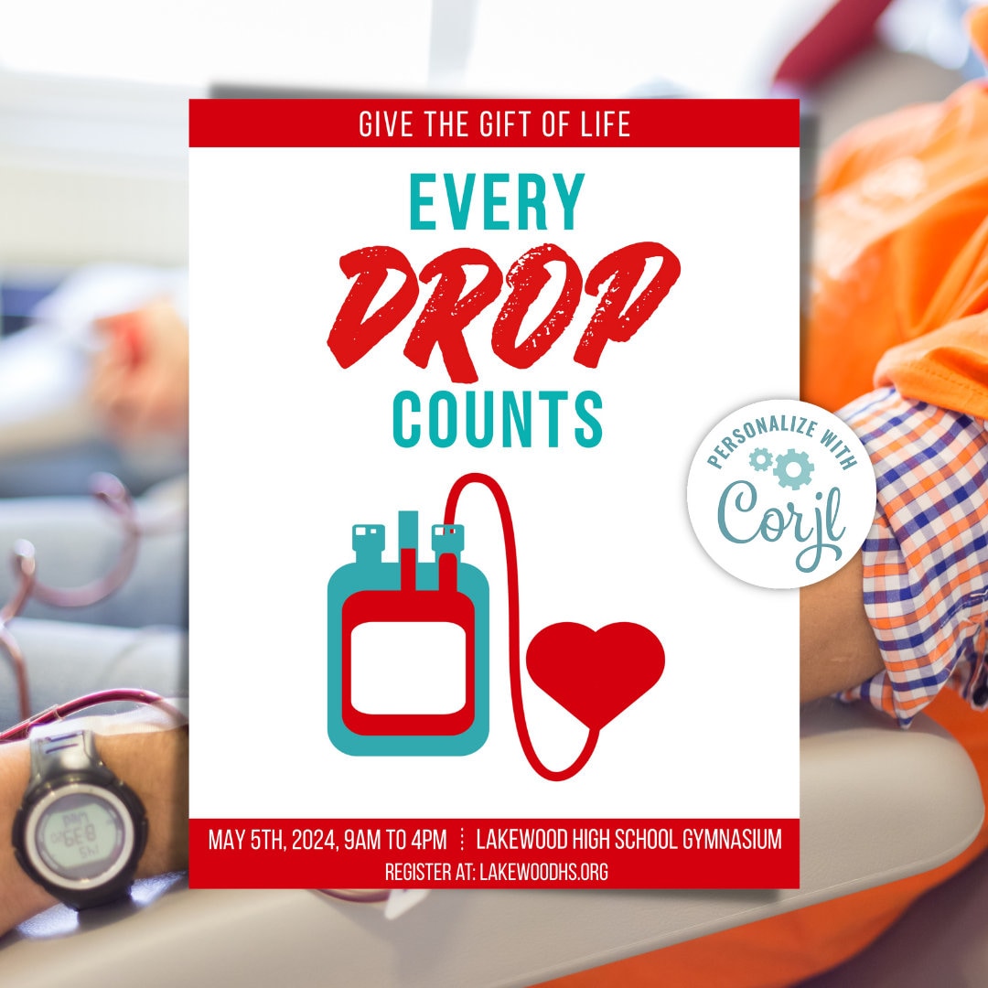 Blood Drive Flyer – Printable & Editable Flyer for Community Blood ...