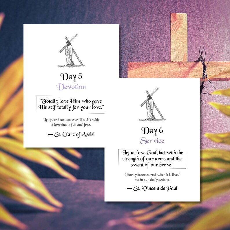 40 Day Lent Prayer Cards | Vintage Catholic Reflections (PDF Pattern ...