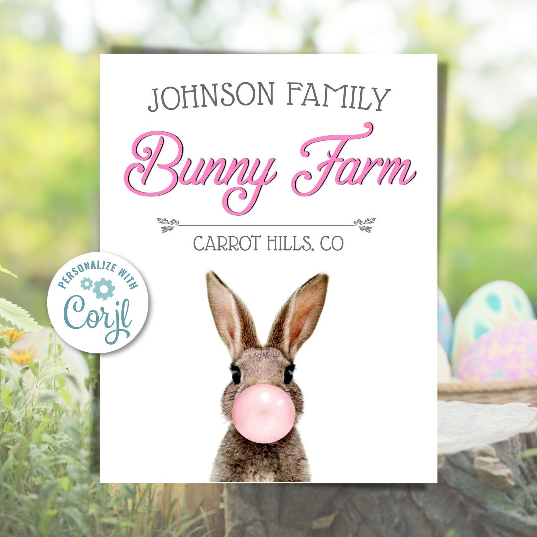 Easter Family Print, Bunny Farm Personalized Family Print, Personalized ...