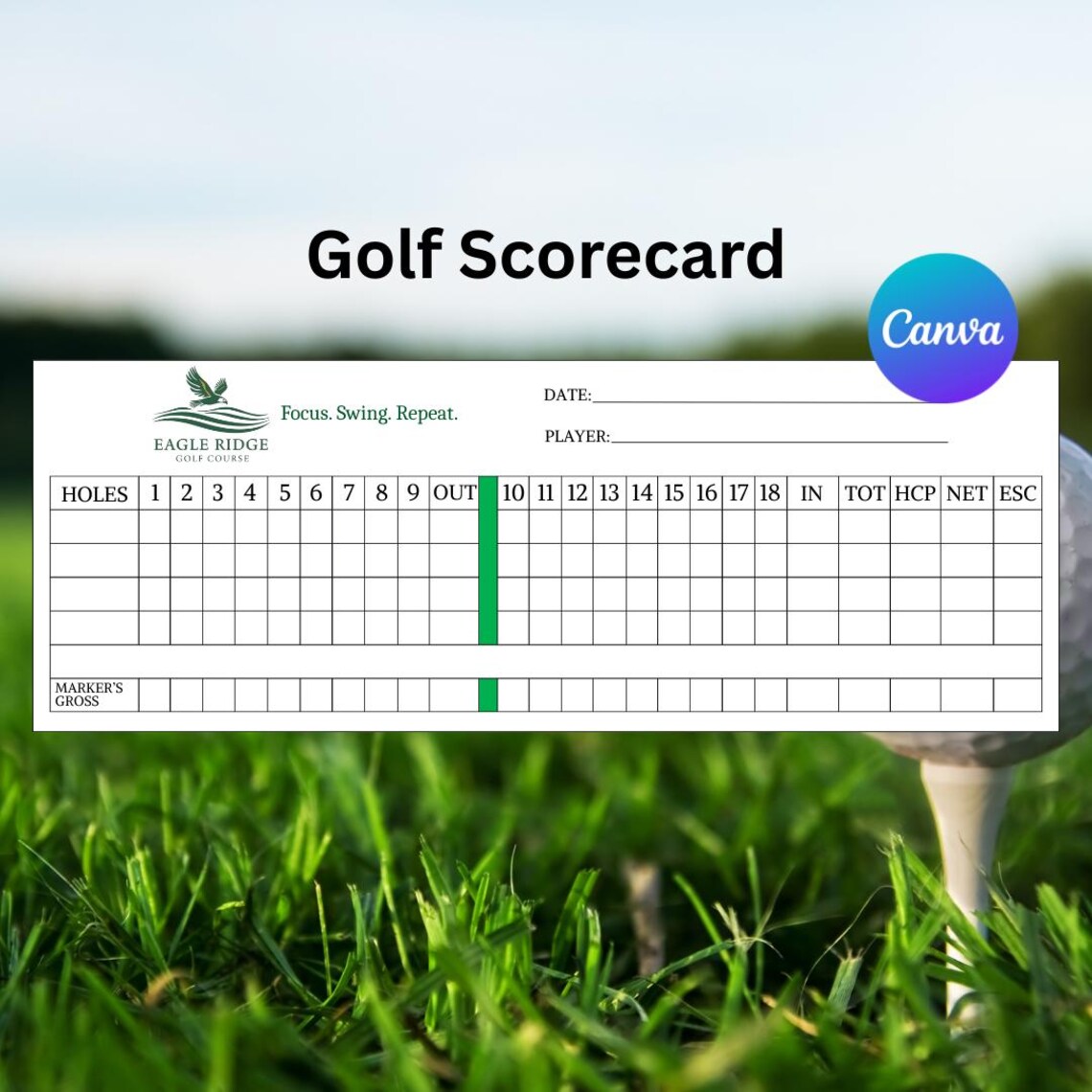 Editable Golf Scorecard Template: Printable Golf Score Sheet (instant ...
