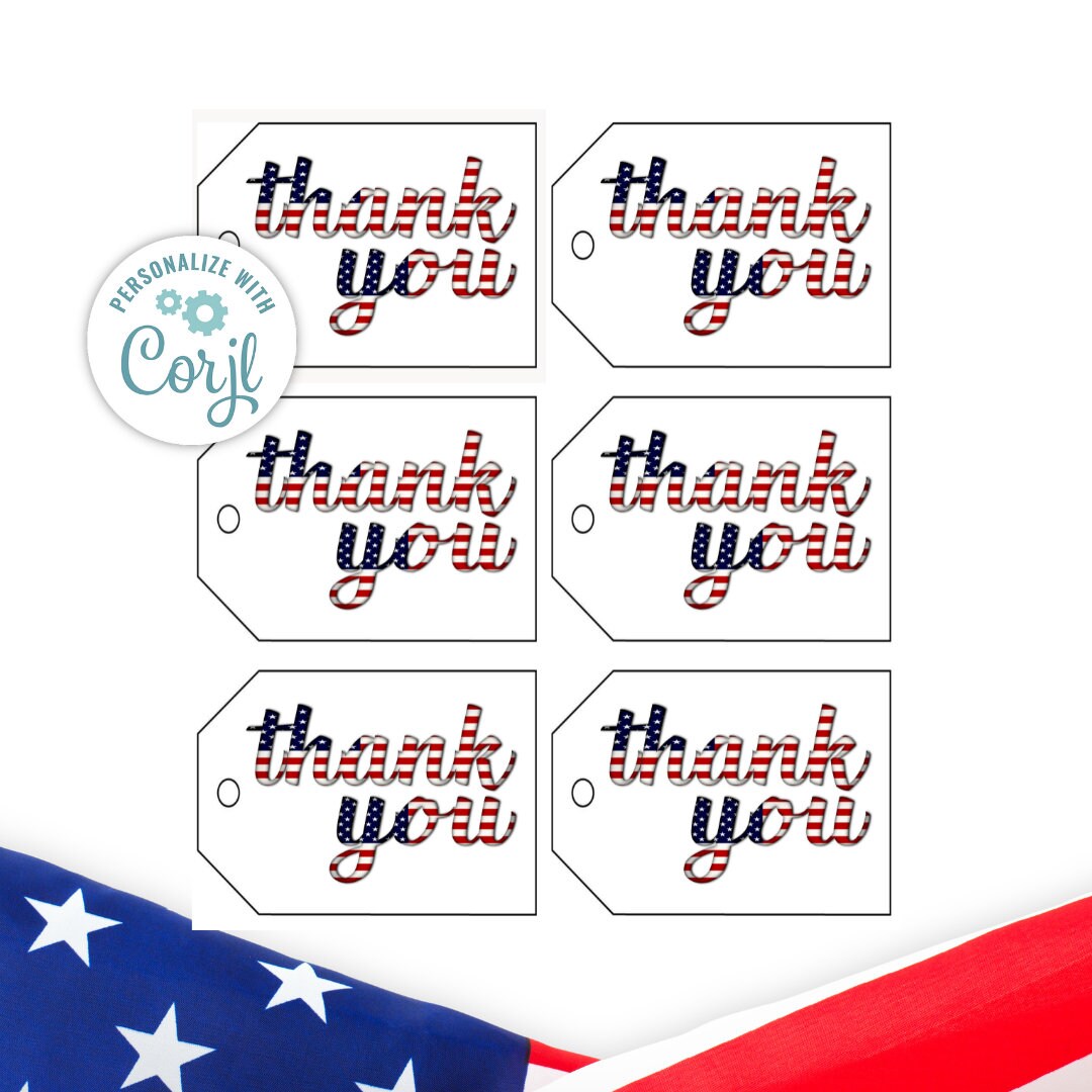 Thank You Gift Tags, Patriotic Gift Tags, Patriotic Thank You Gift Tags ...