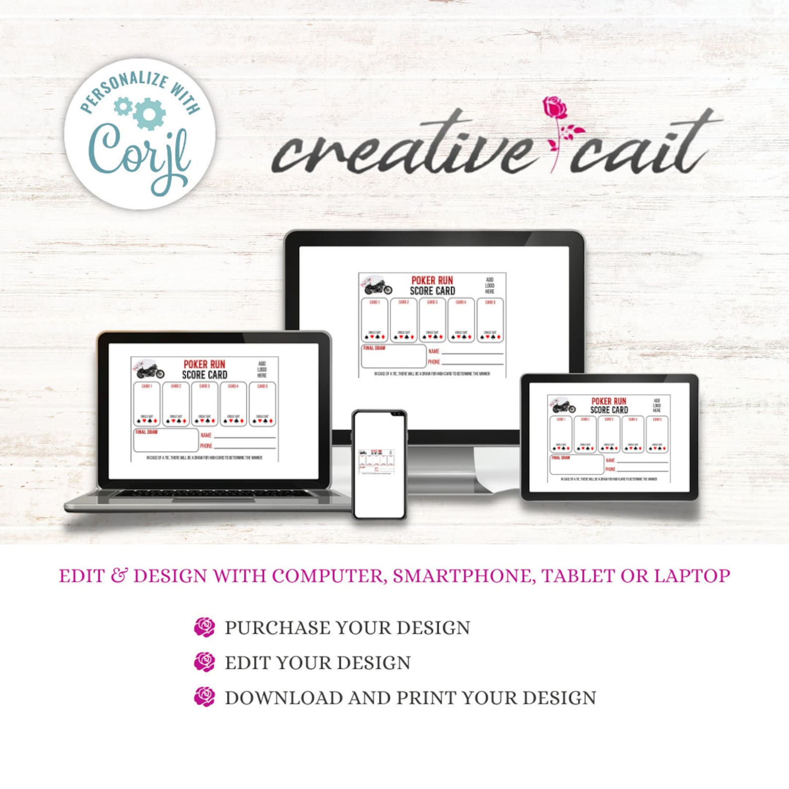 Poker Run Score Card, Custom Poker Run Scorecard, Motorcycle Charity ...