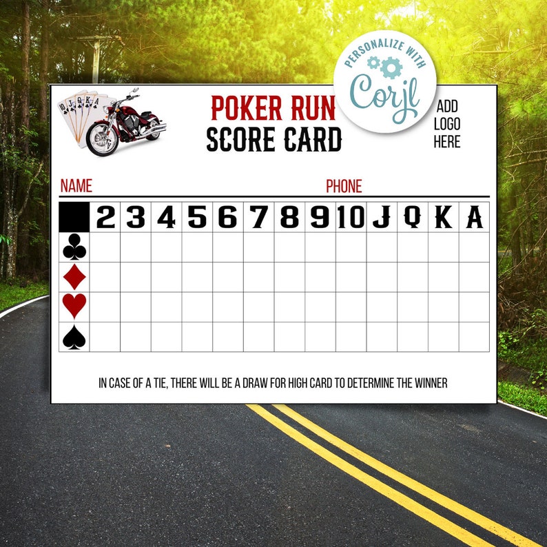 Poker Run Scorecard – Printable & Editable Score Sheet for Motorcycle ...