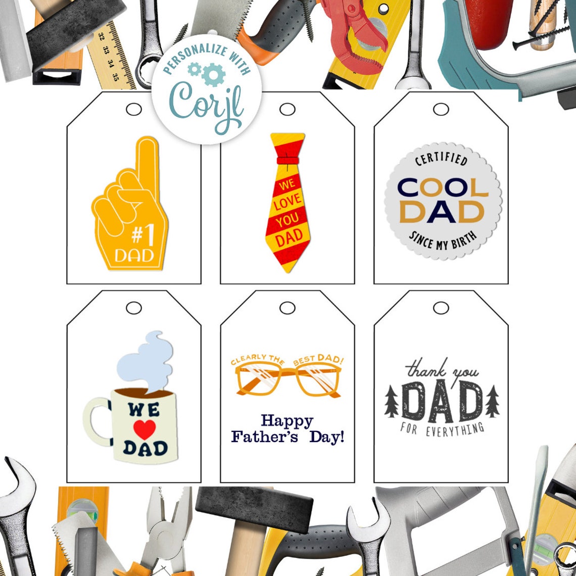 Father's Day Gift Tags, Happy Father's Day, Gift Favor Tags, Gift Tags ...