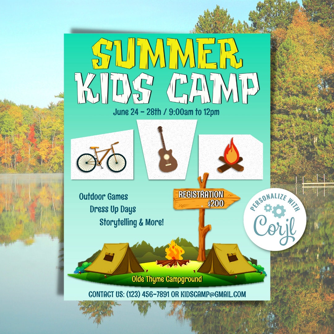 Summer Kids Camp Flyer, Kids Day Camp, Summer Camp Flyer, Children Camp ...