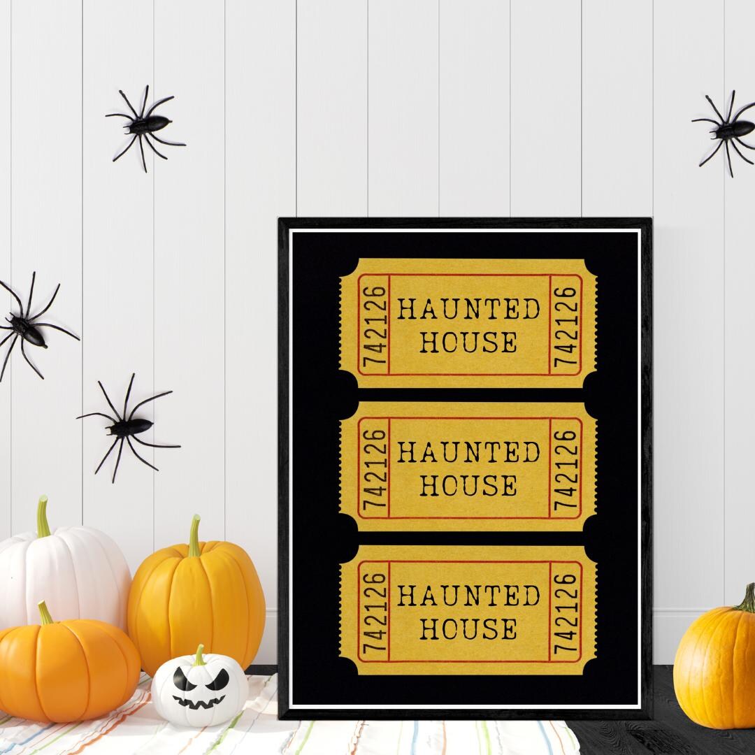 Vintage Haunted House Admission Ticket Wall Print, Haunted House Ticket ...