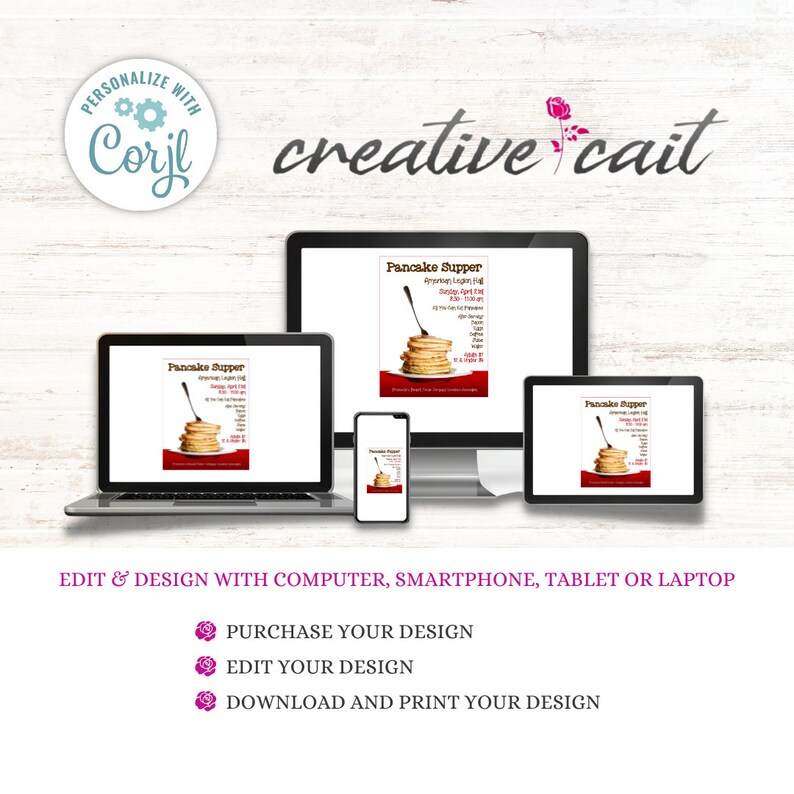 Pancake Supper Flyer – Fundraiser Flyer – Editable Event Flyer – Supper ...