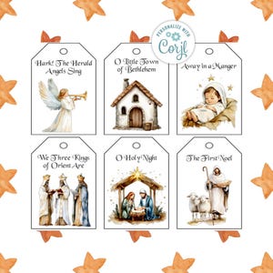 Christmas Nativity Gift Tags – Printable Holiday Tags – Nativity Scene ...