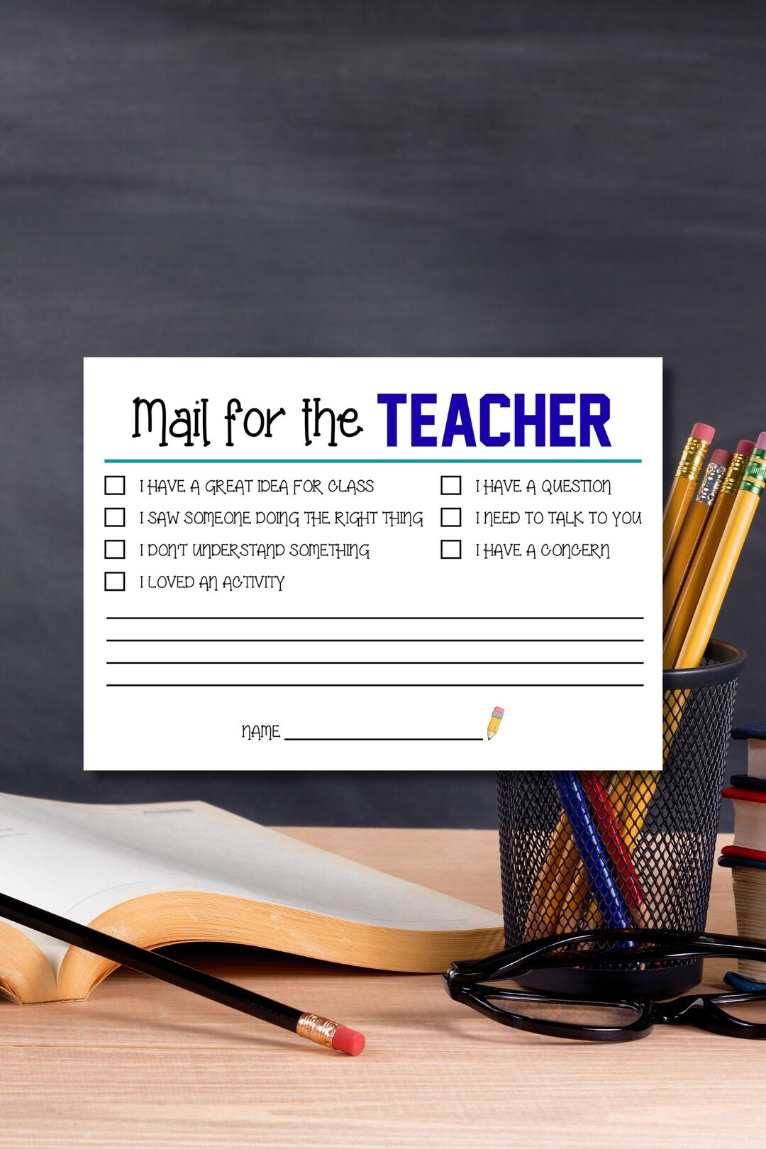 Mail for the Teacher Card: Printable Classroom Notes (instant Download ...