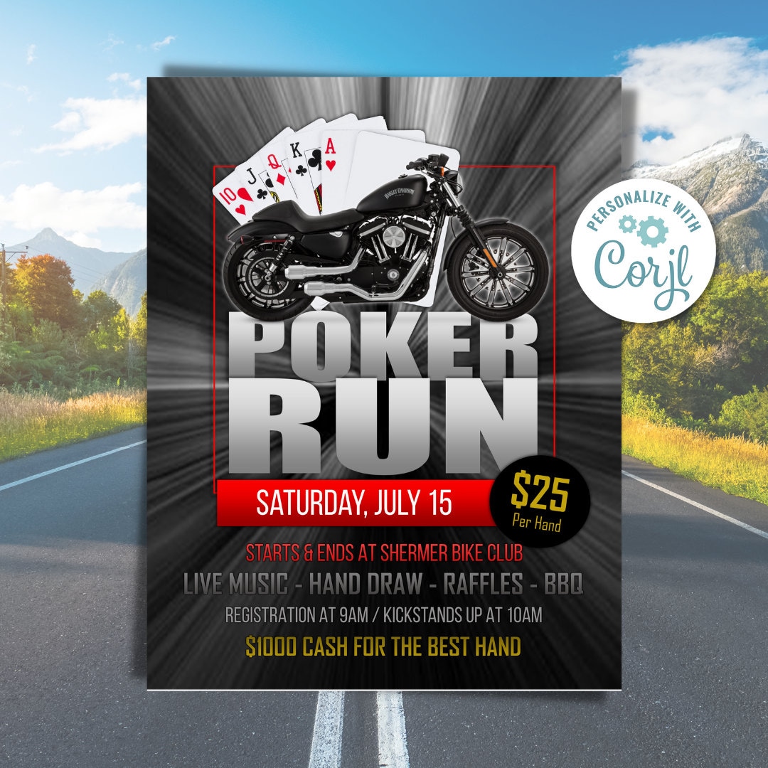 Poker Run Flyer – Printable Invitation for Motorcycle Rides, Charity ...