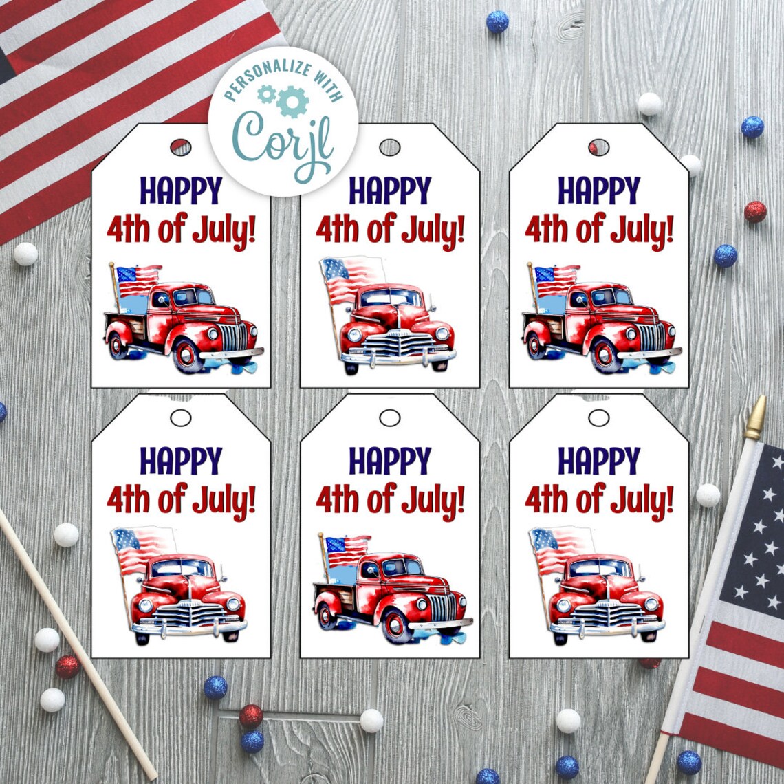 Editable 4th of July Gift Tags, Gift Tags, Fourth of July Gift Tags ...