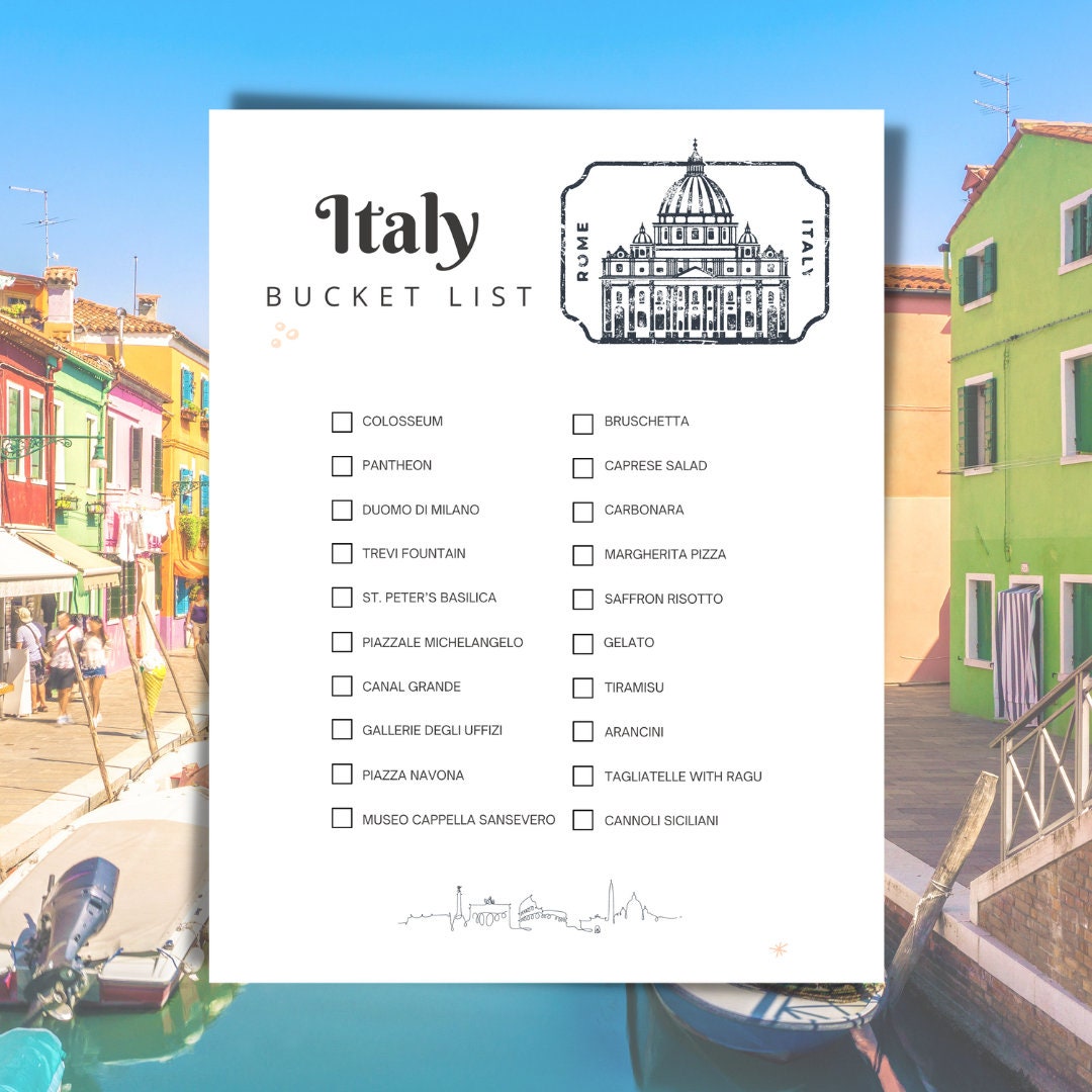 Travel Bucket List, Italy Travel Bucket List, Printable Travel Bucket ...