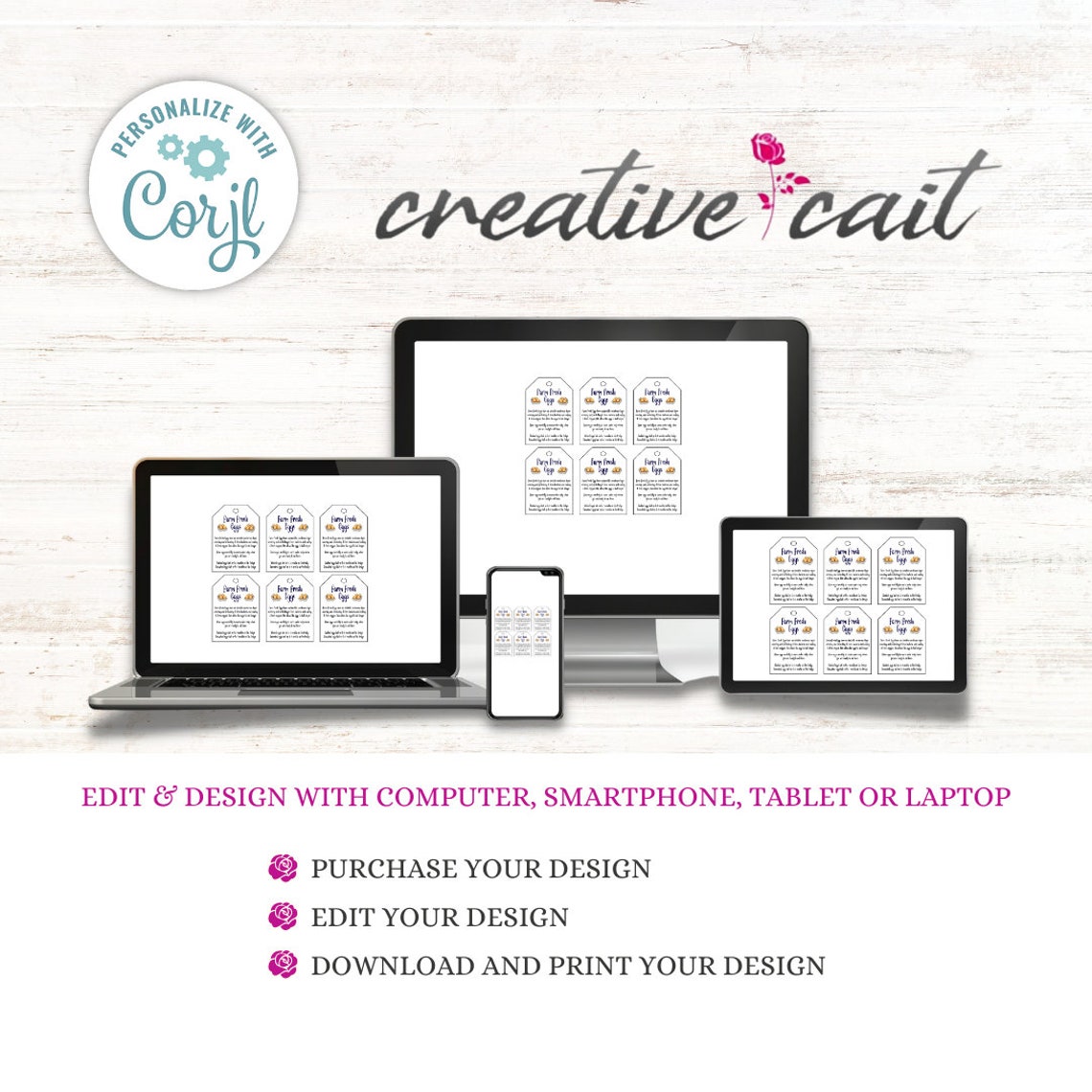 Farm Fresh Eggs Gift Tags – Printable Rustic Country Labels – Perfect ...