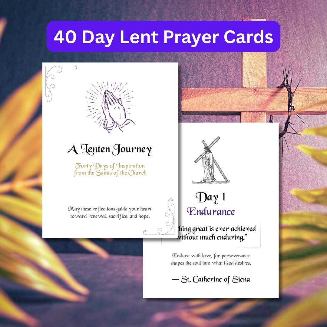 40 Day Lent Prayer Cards | Vintage Catholic Reflections (PDF Pattern ...