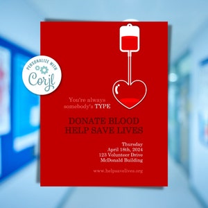 Blood Drive Flyer, Blood Donation Flyer, Community Health Flyer ...