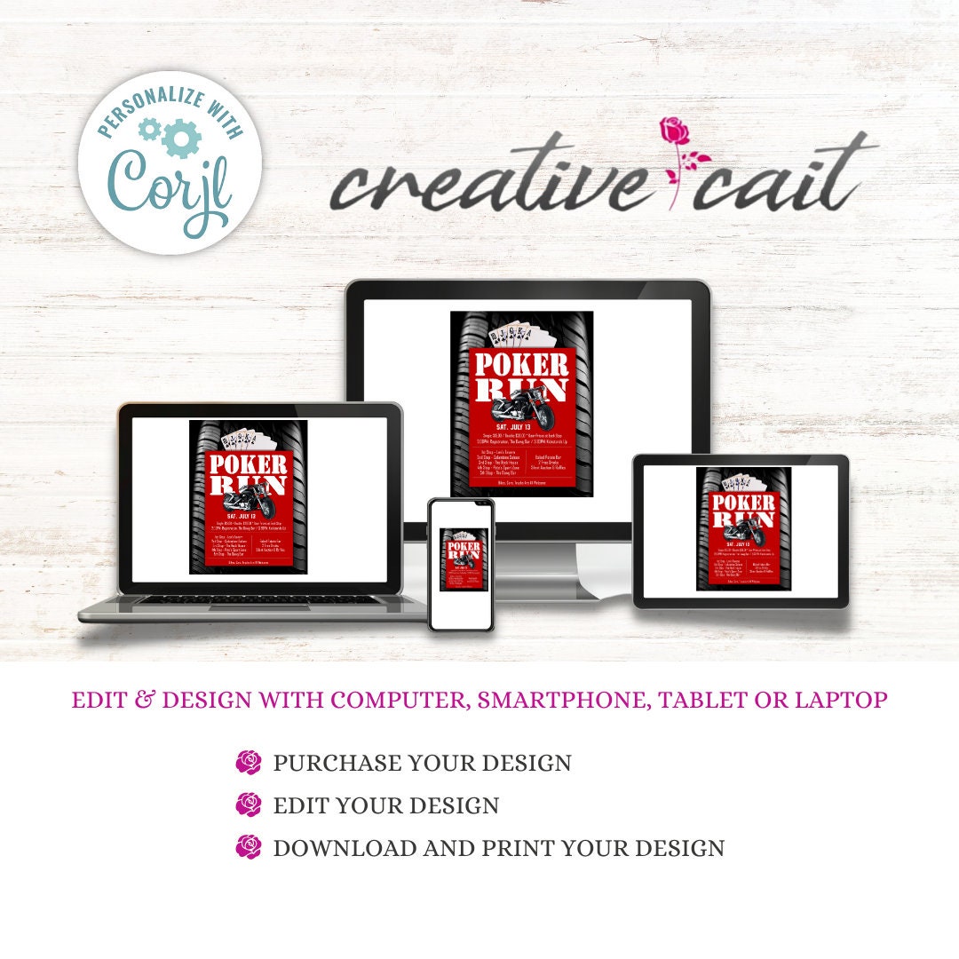 Poker Run Flyer – Printable Invitation for Motorcycle Rides, Charity ...